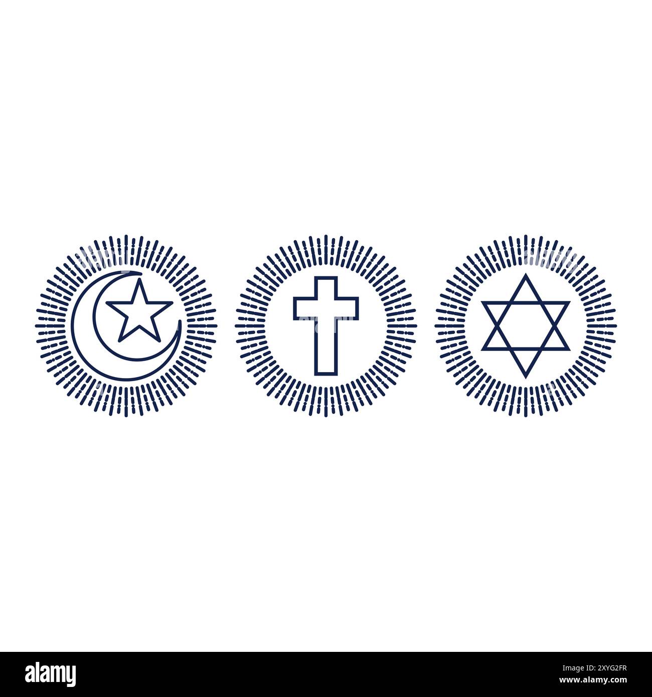 Sunset Sunlight with Religion Islam, Christian and Judaism Symbol Stock ...