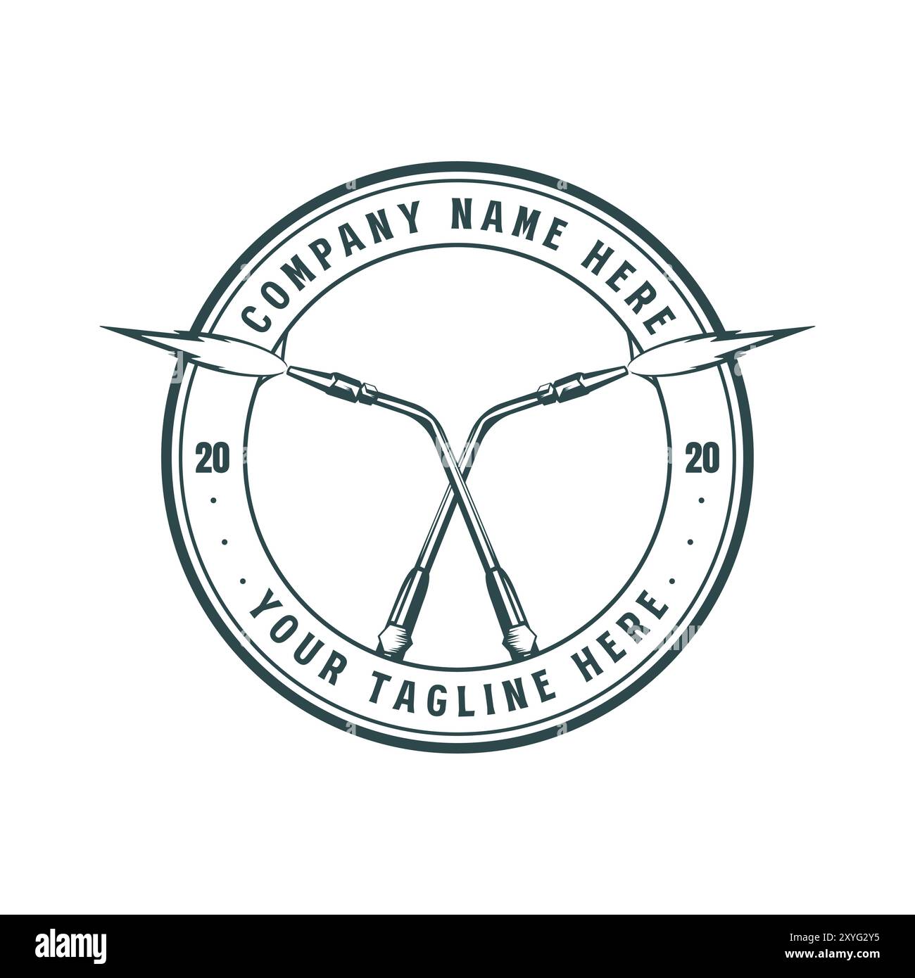 Circular Vintage Retro Crossed Welding Torch Badge Emblem Label for ...