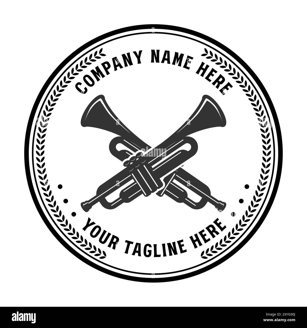 Vintage Retro Crossed Trumpet Horn Badge Emblem Label for Jazz Music ...