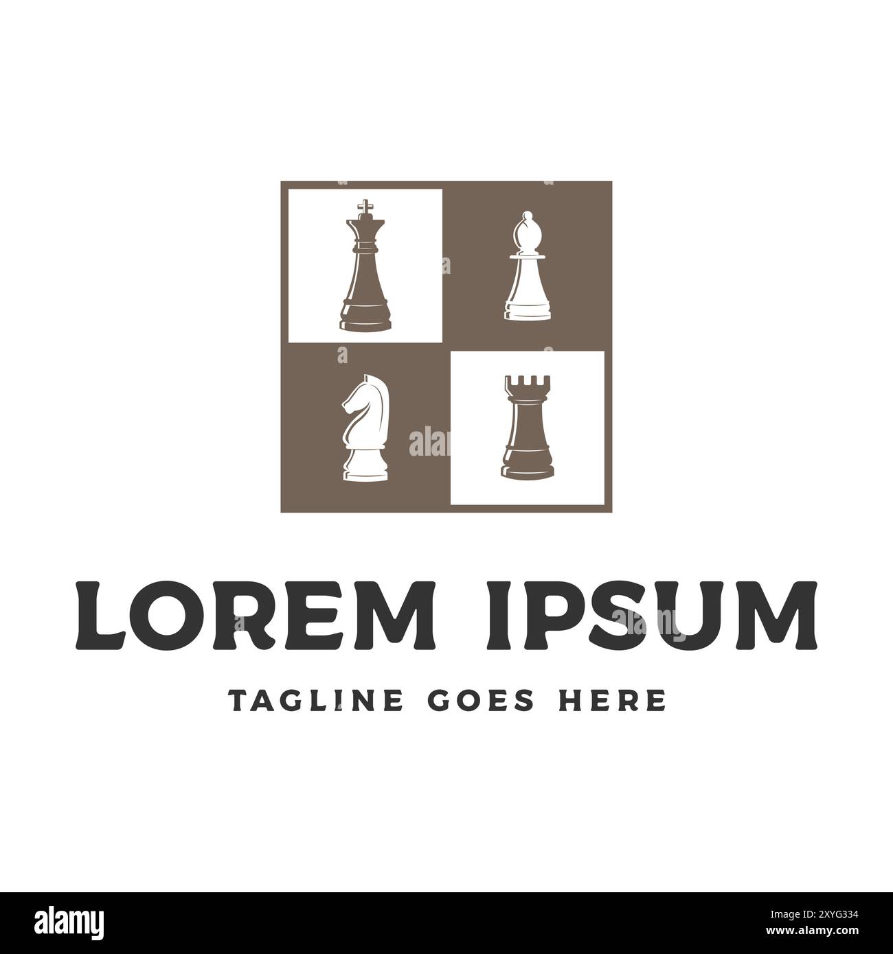 Simple Minimalist Chessboard with Chess Pieces Icon Illustration for ...