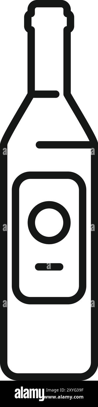 Simple line drawing of a bottle of wine with a blank label, perfect for ...