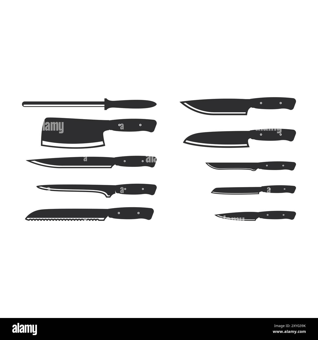 Set Kind of Vintage Retro Meat Butcher Knife Icon Illustration ...