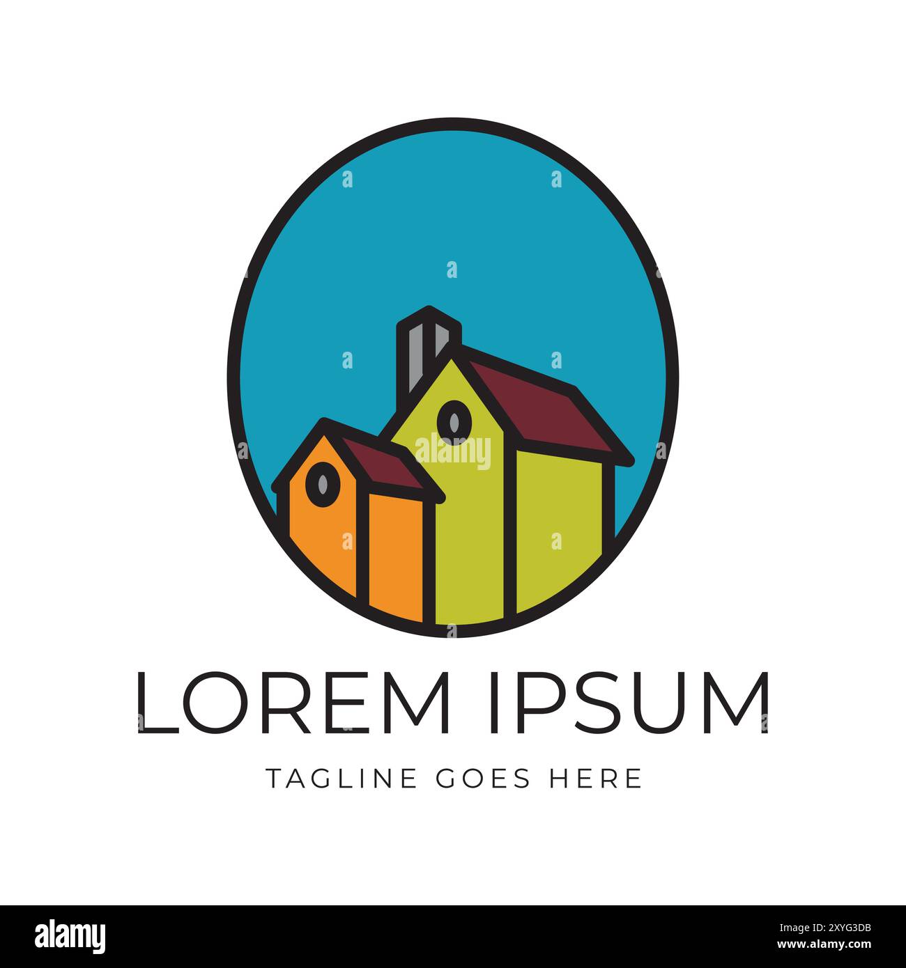 Simple Minimalist House Home Line Style for Apartment Real Estate or ...