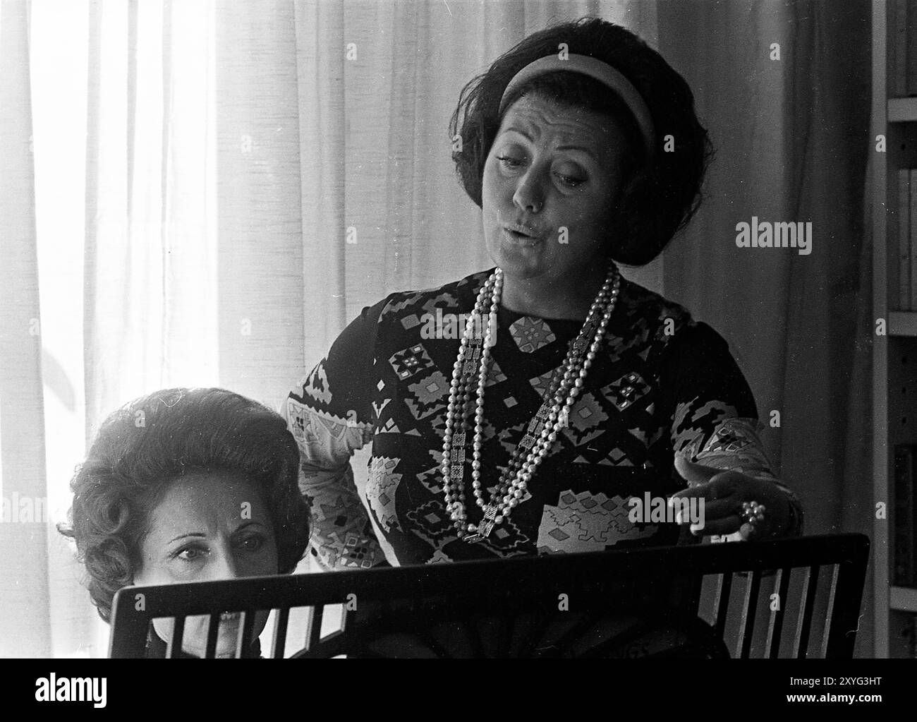 French soprano Regine Crespin during a piano rehearsal in Buenos Aires ...