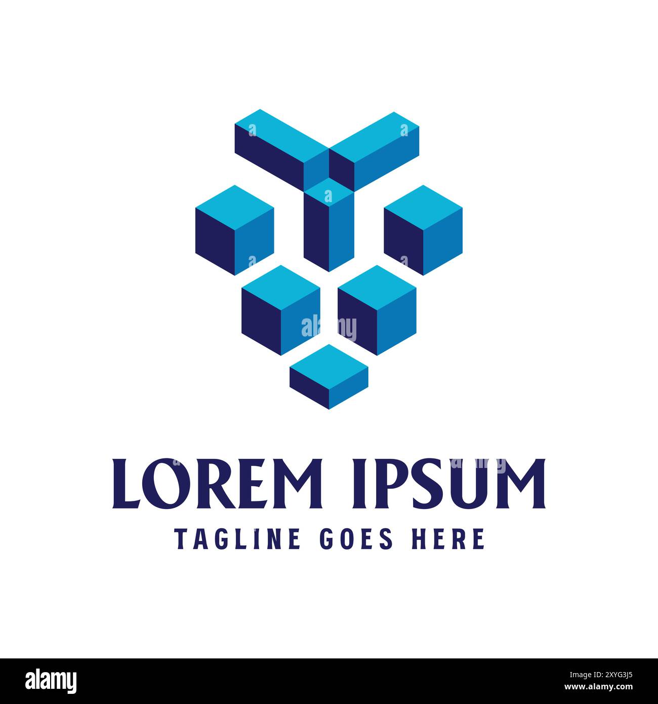 Modern Blue Square Box Cube shape Lion Head Icon Symbol Illustration ...