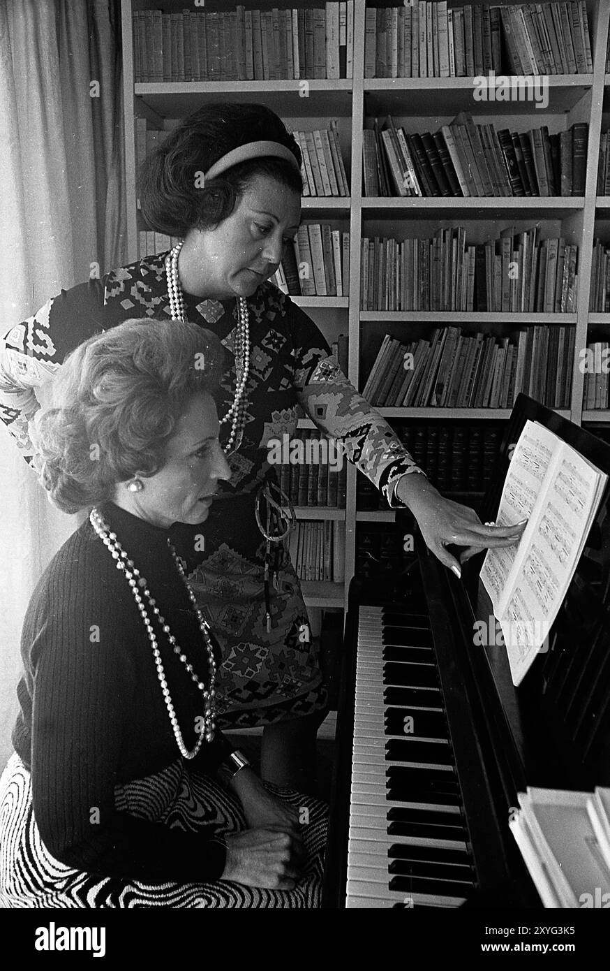 French soprano Regine Crespin during a piano rehearsal in Buenos Aires ...