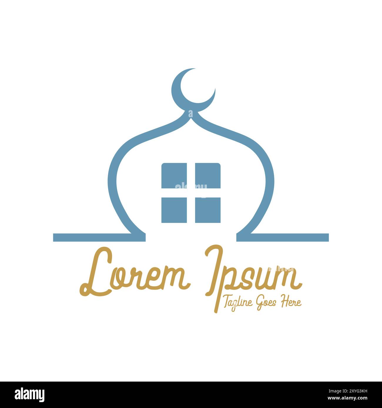 Simple Minimalist Worship Place Islamic Mosque Icon Illustration Design ...