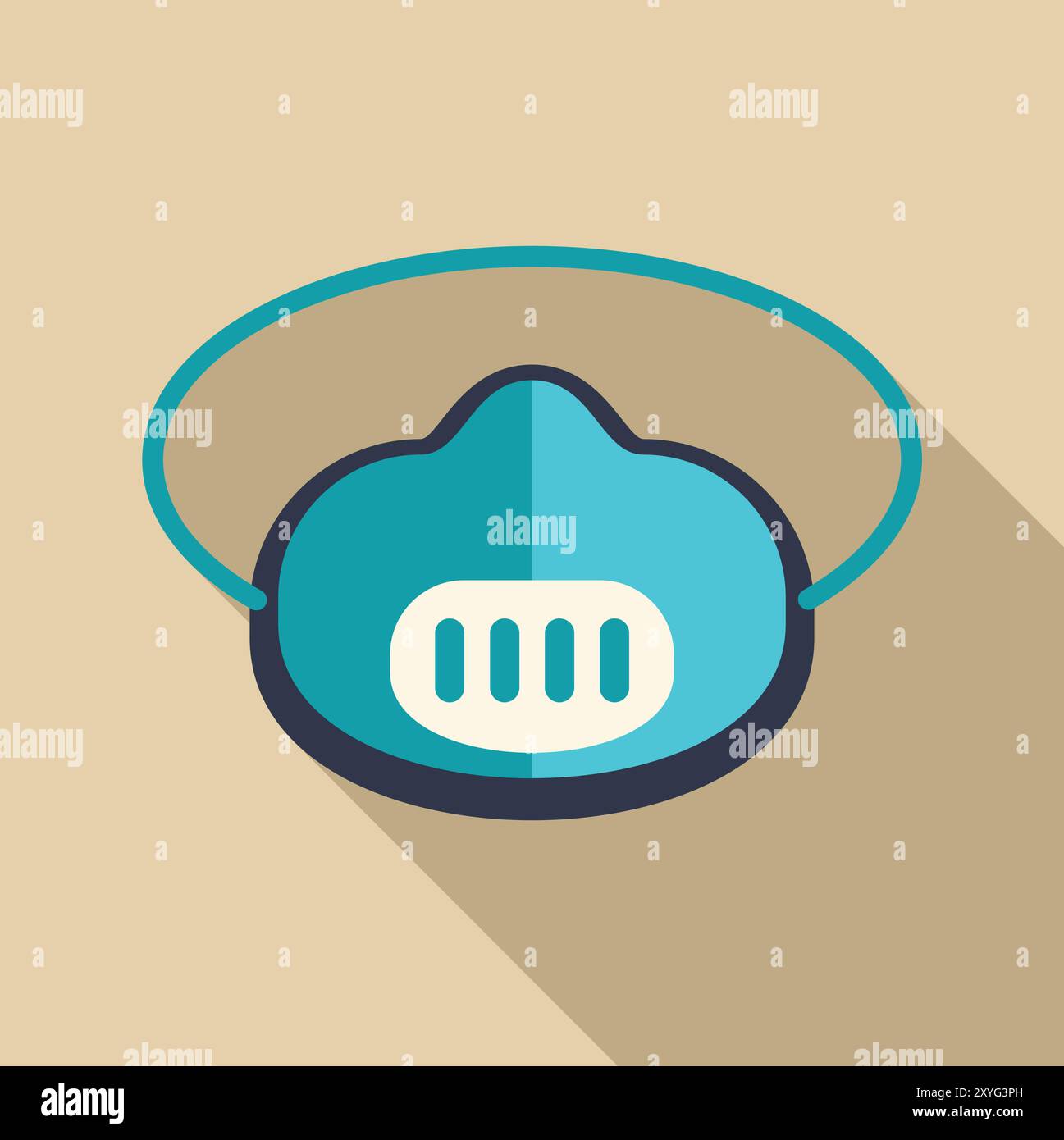 Blue respirator mask with filter preventing air pollution with long ...