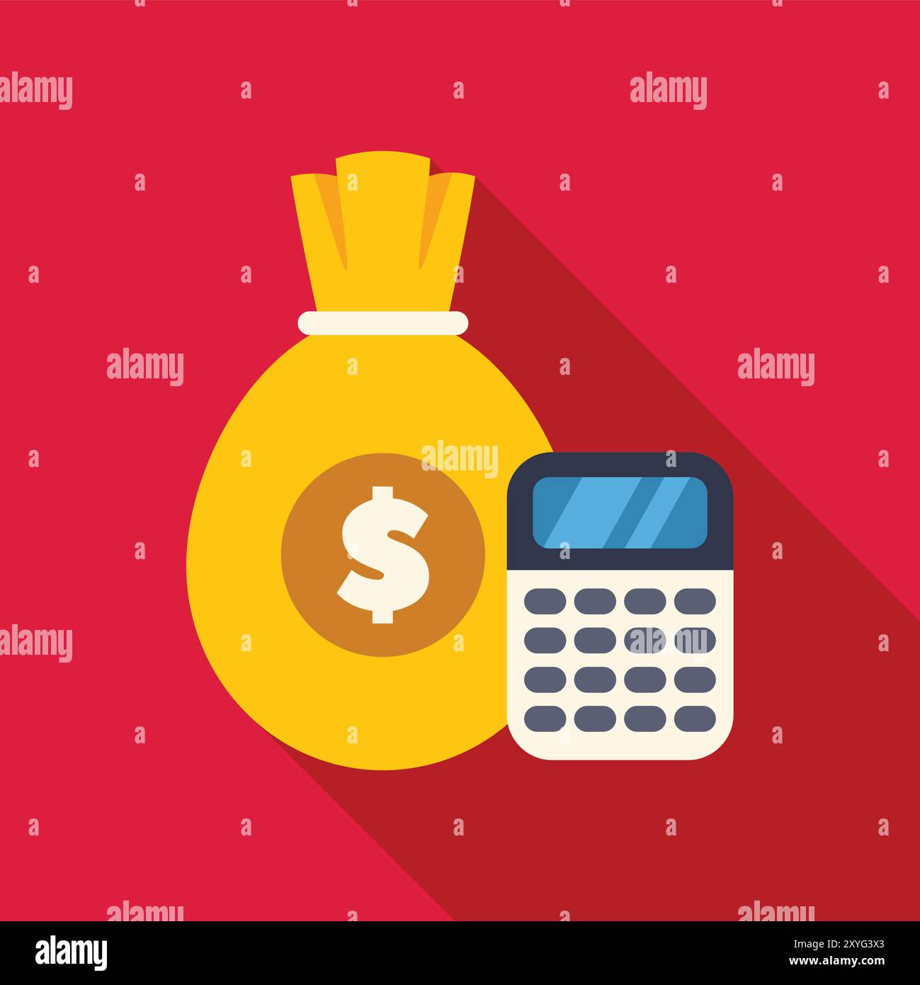 Illustration showing a money bag and a calculator, representing ...