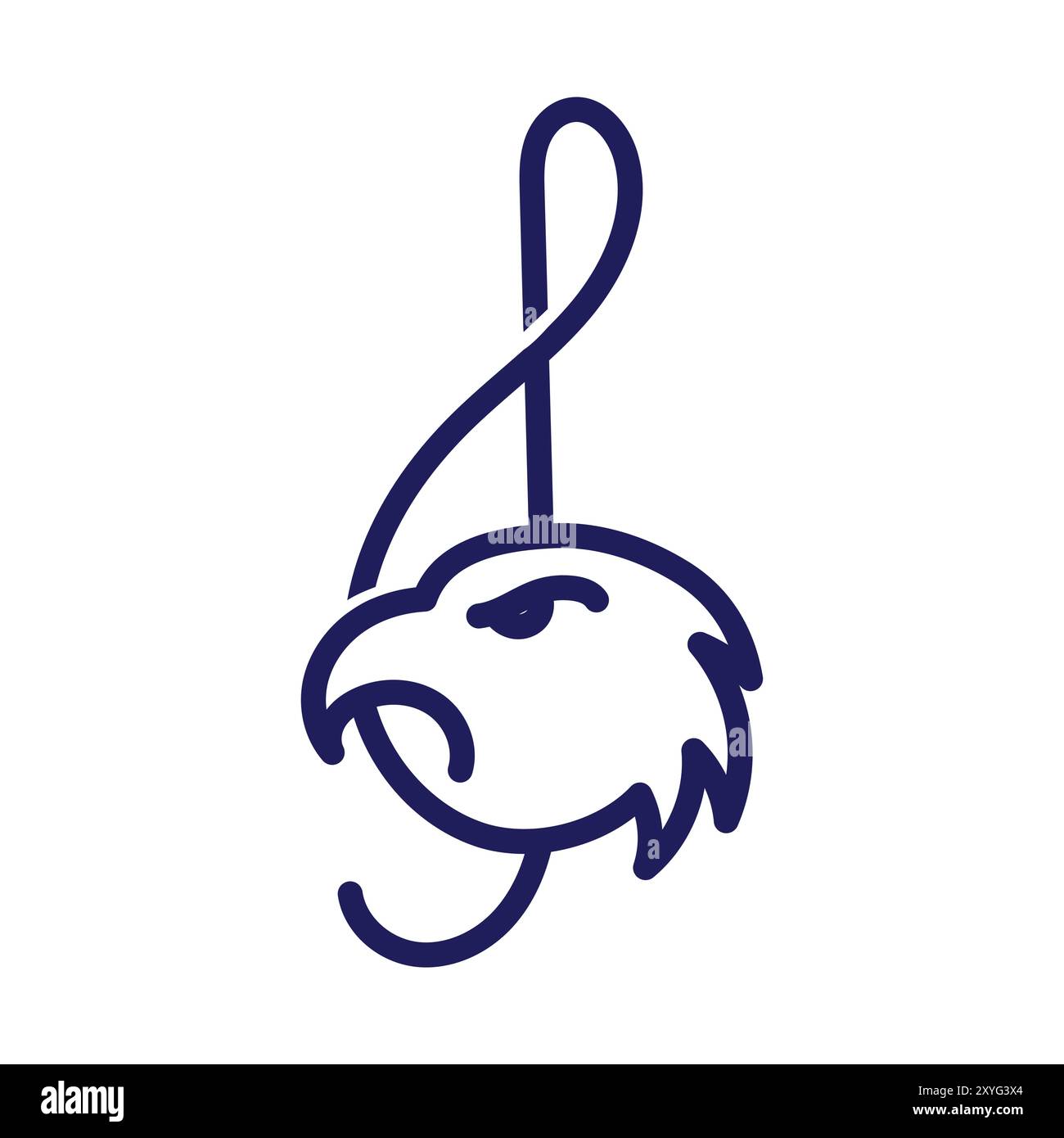 Simple Minimalist Music Note Clef with Eagle Hawk Falcon Head Icon ...