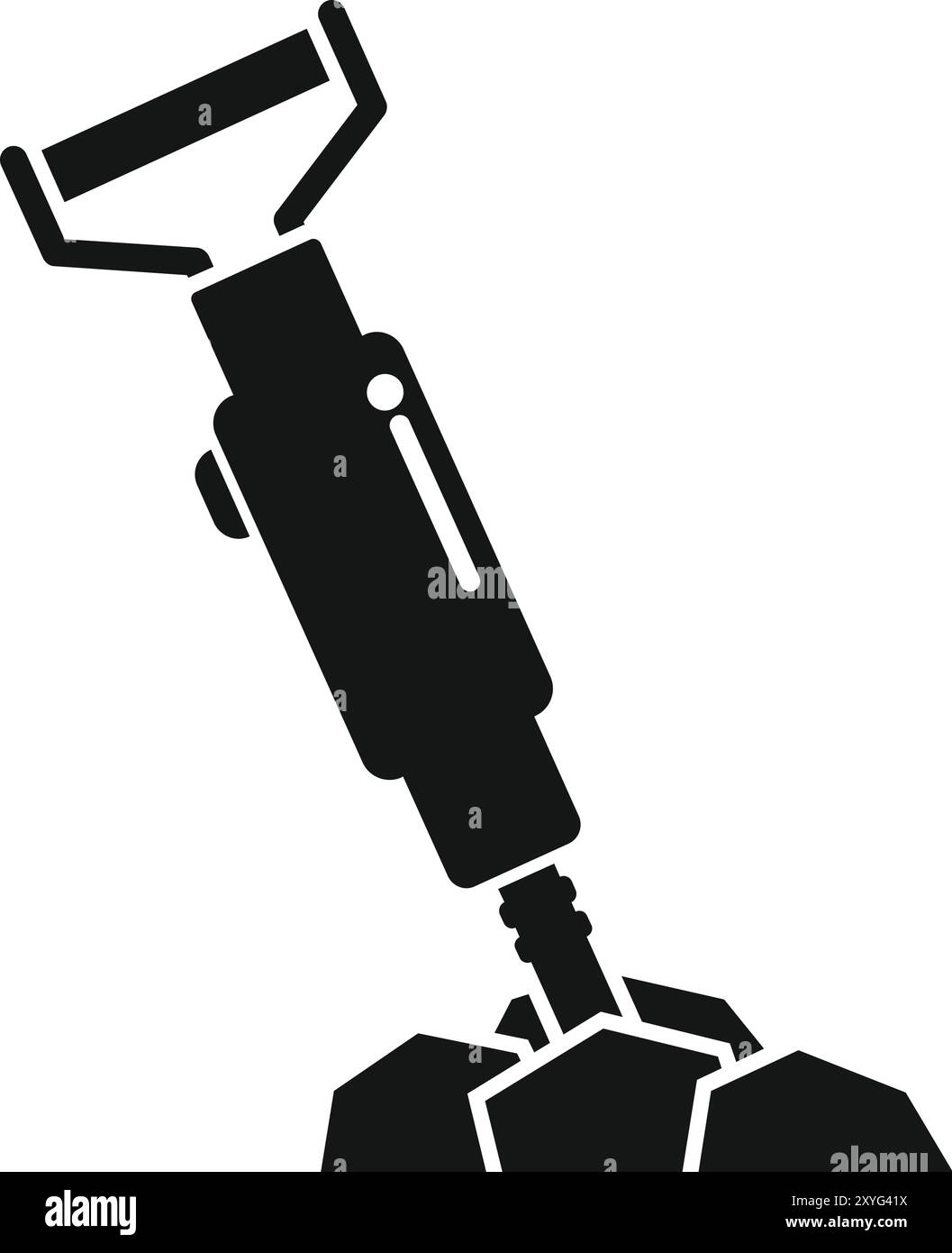 Powerful jackhammer breaking ground, symbolizing construction and ...