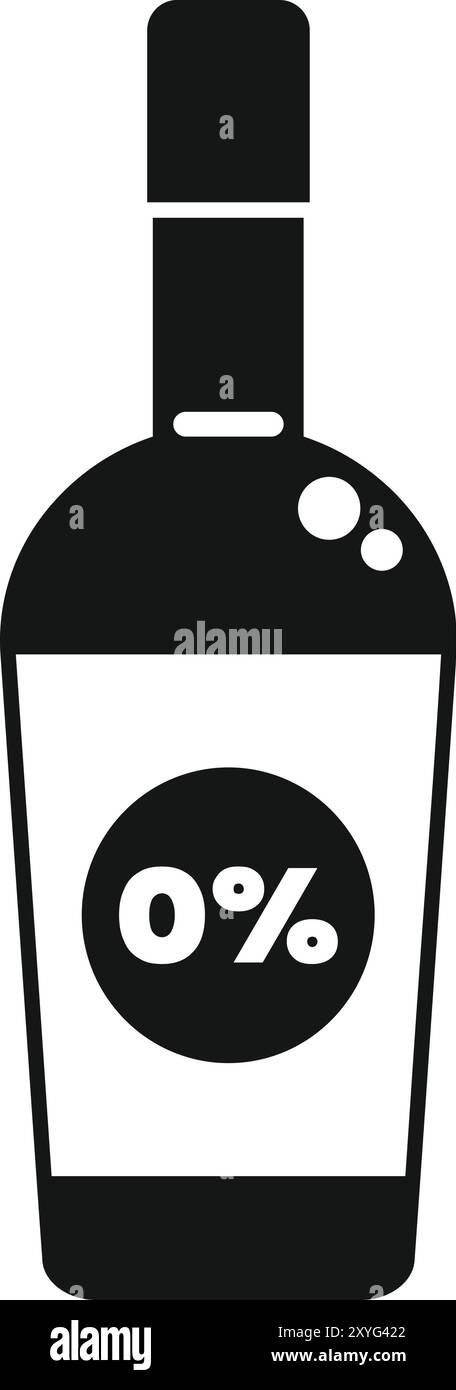 Simple icon of a bottle with zero percent symbol indicating a non ...