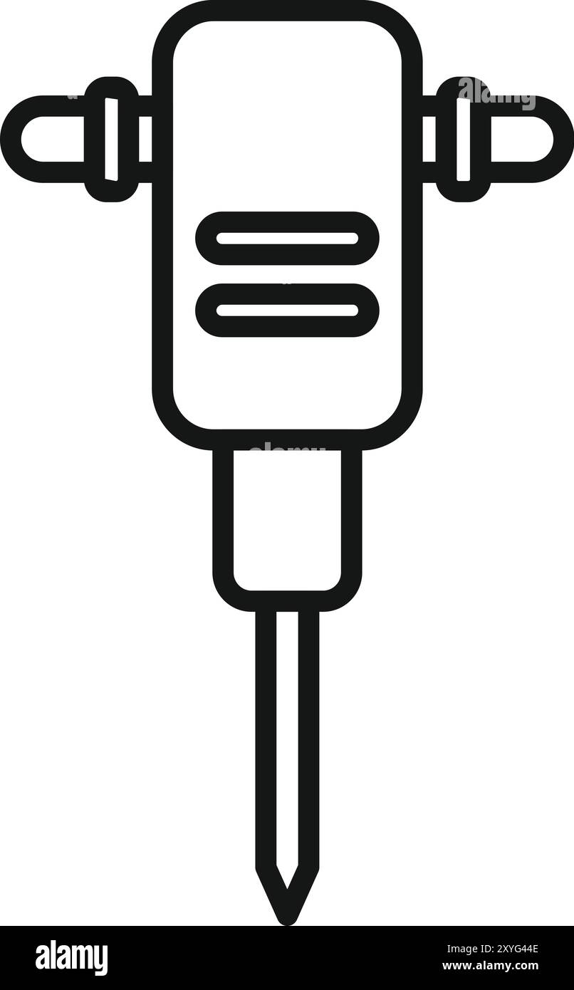 Simple line icon representing a jackhammer, a tool used in construction ...