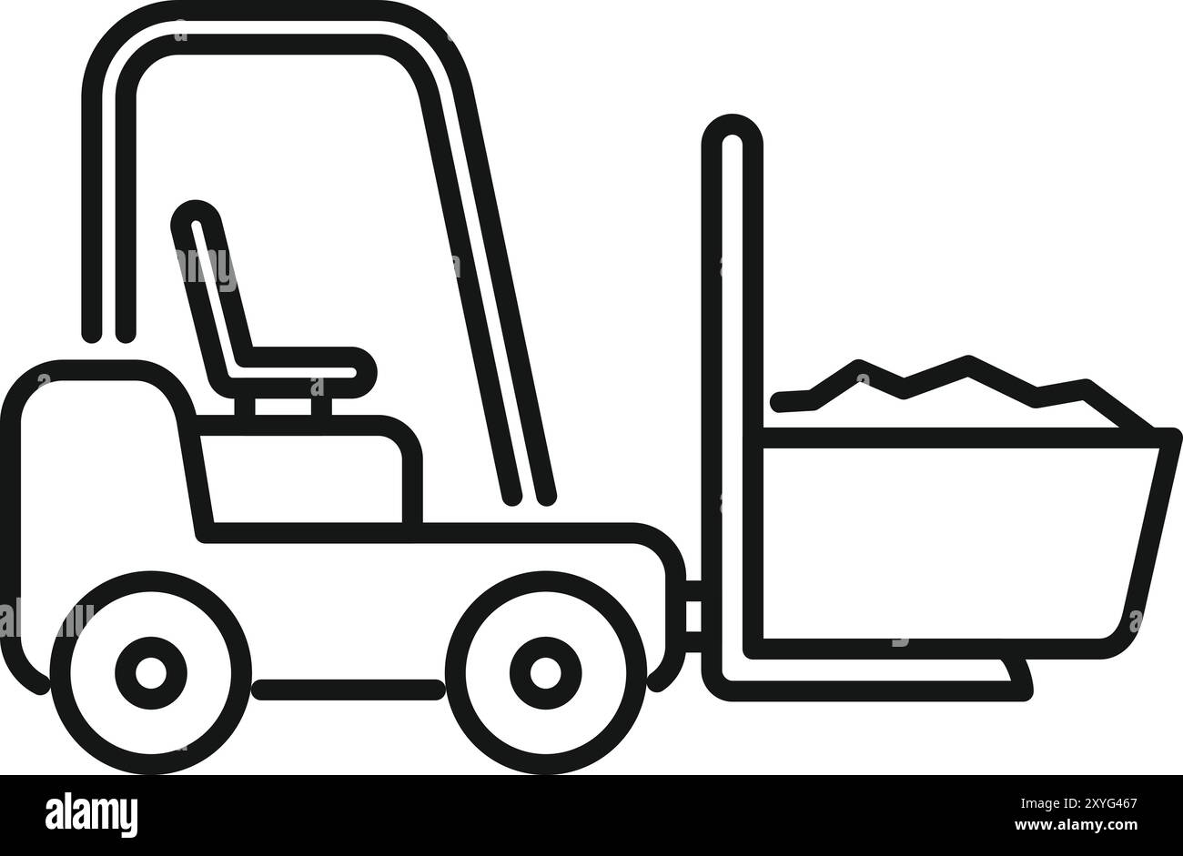 Simple vector of a forklift truck lifting a heavy cargo box Stock ...