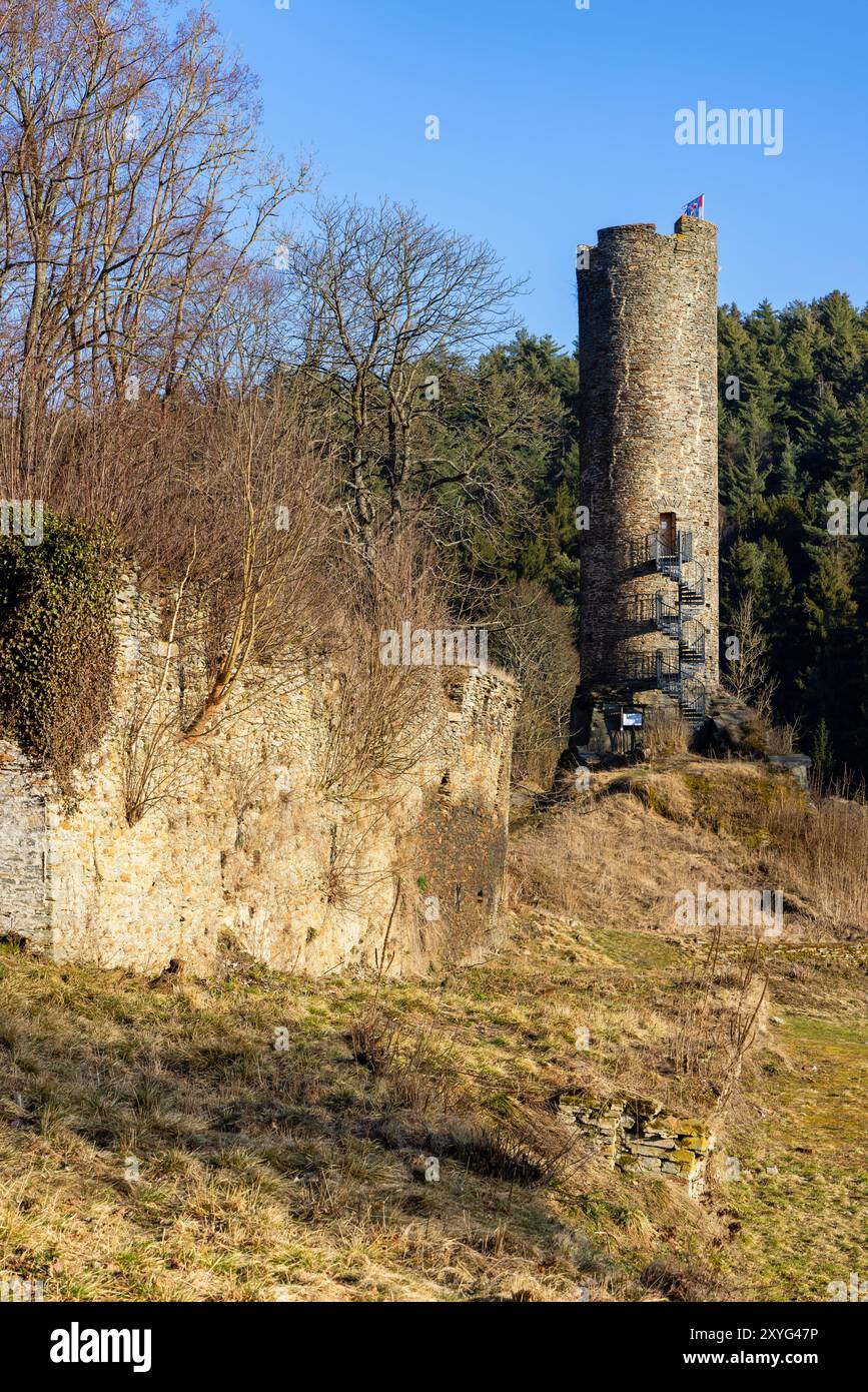 Lower and Upper Castles ruins, Podhradi near As, Western Bohemia, Czech ...