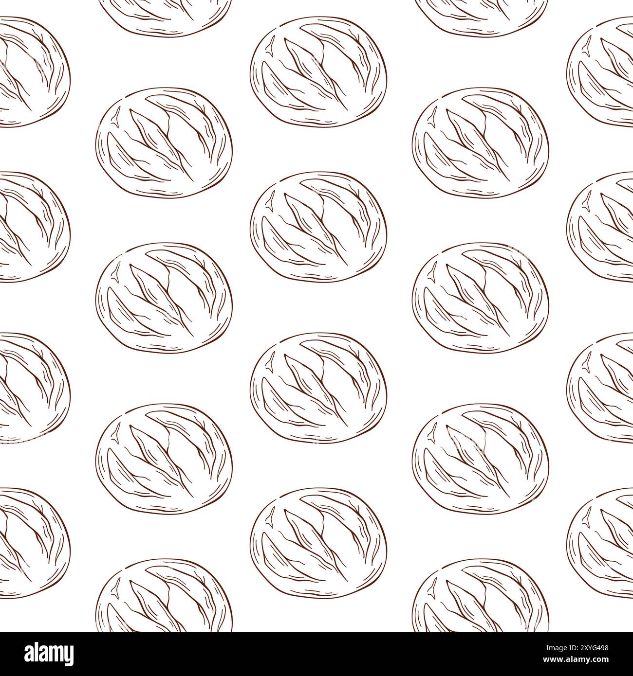 Seamless pattern featuring line art style bread loaves. Ideal for ...