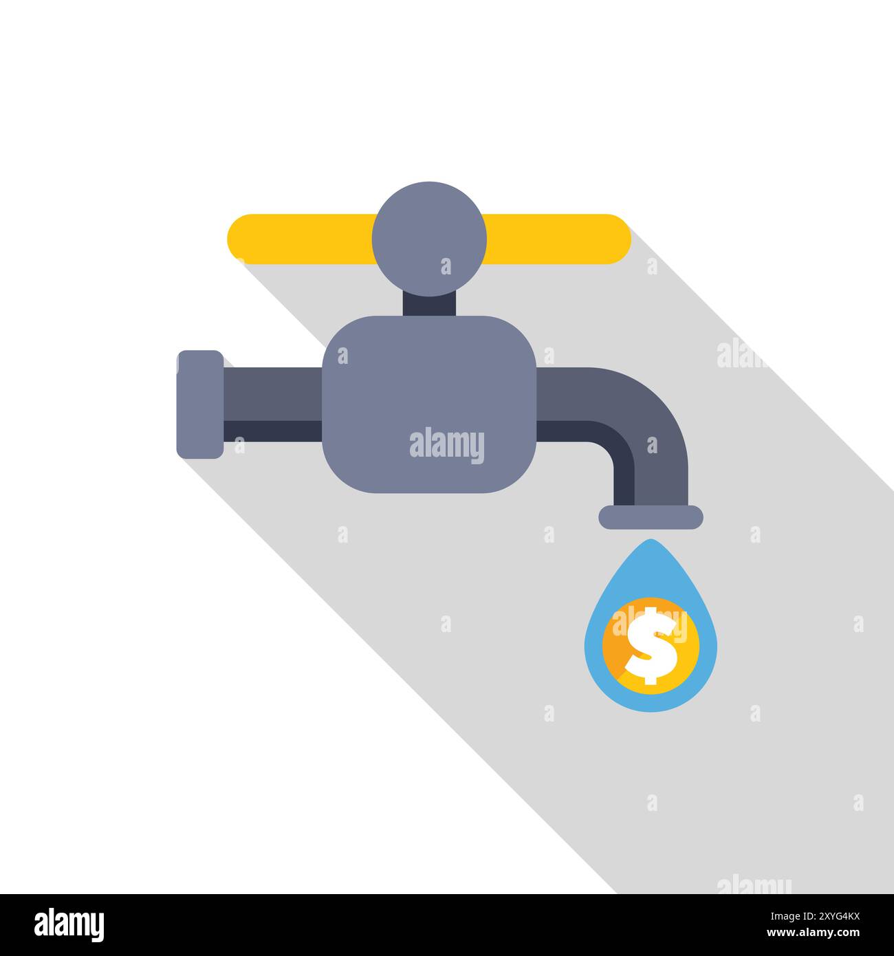 Water tap dripping dollar coin illustrating passive income concept with ...