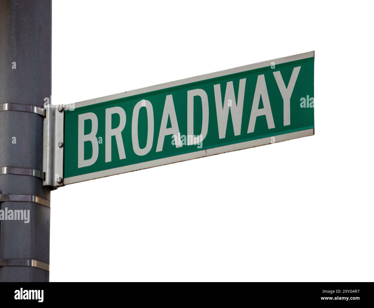 Broadway road sign isolated on white, transparent. Green color street ...