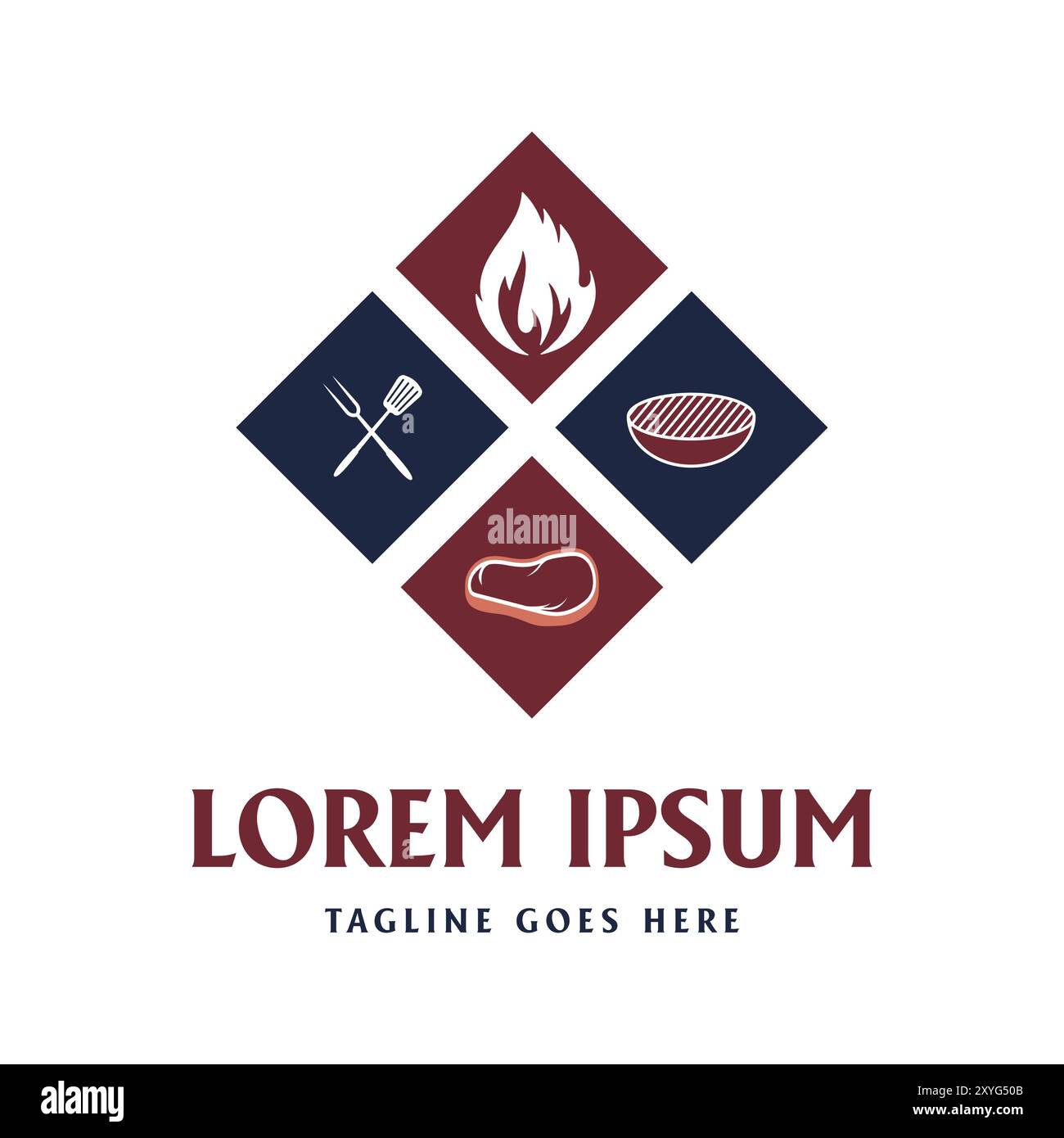 Square with Flame Spatula Fork Meat Grill for Barbecue Icon Symbol ...