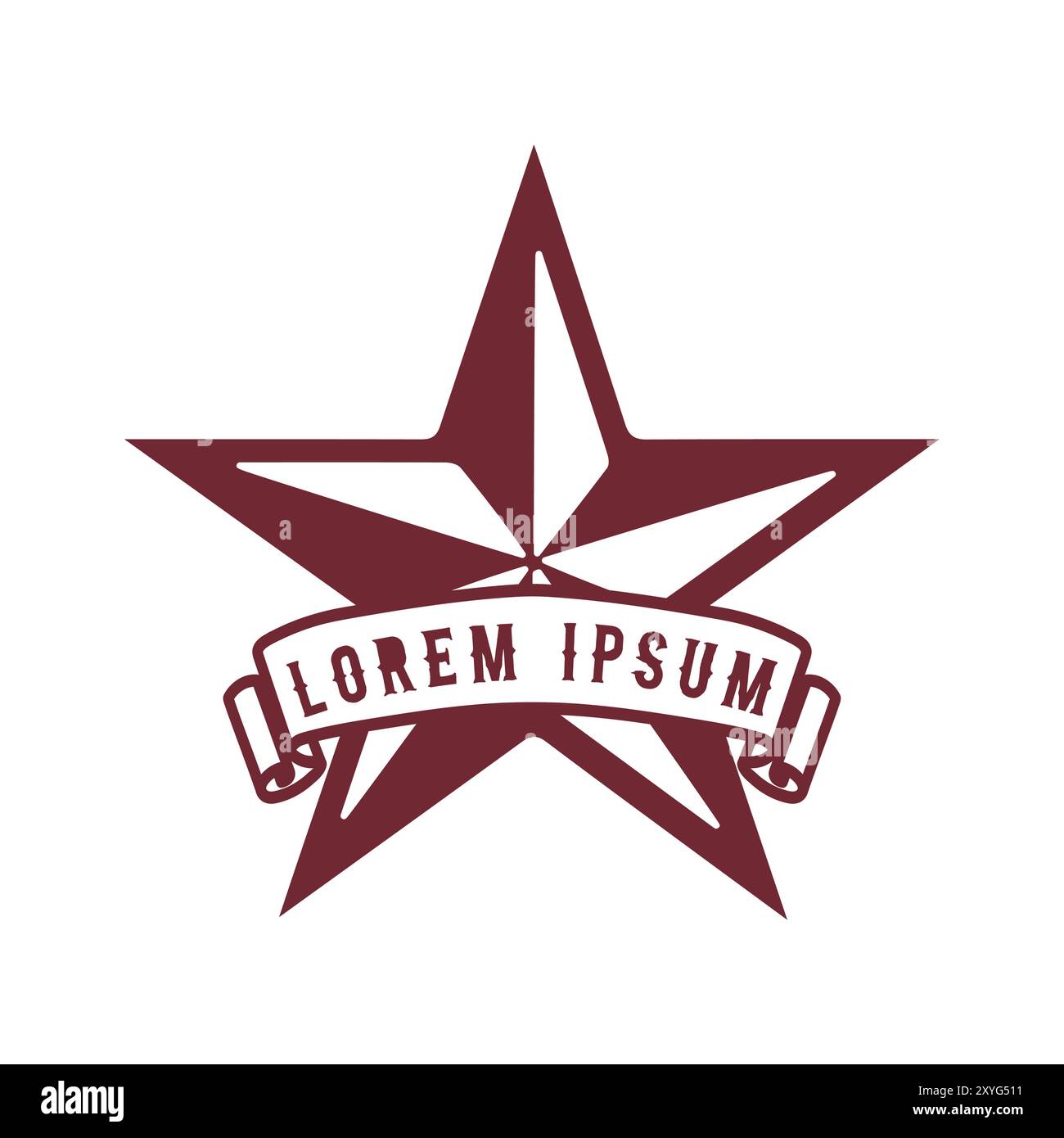 Retro Vintage Texas Star with Ribbon Badge Emblem Label Stamp Icon ...