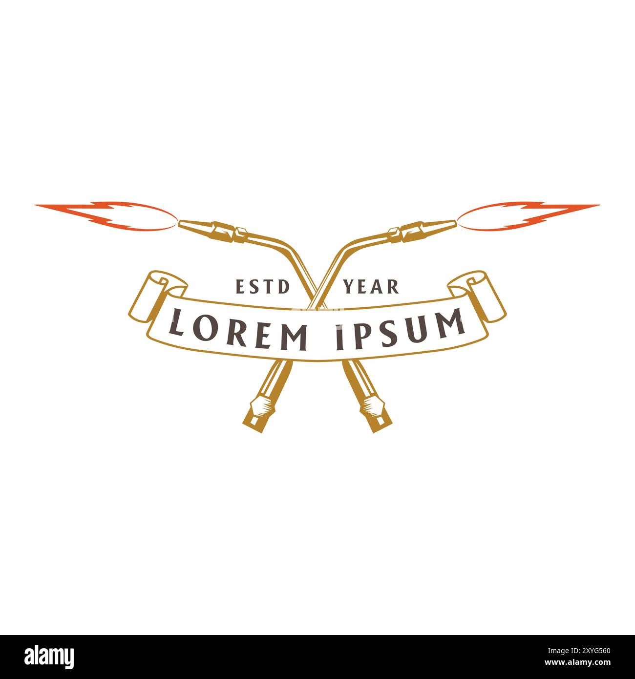 Vintage Retro Crossed Welding Torch with Ribbon for Welding Industry ...