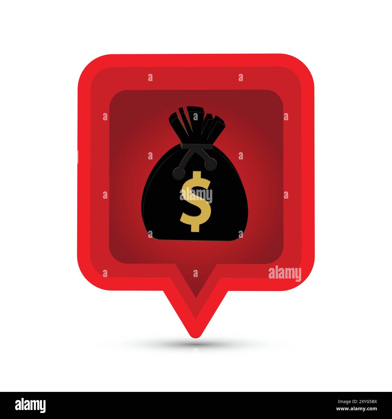 Red speech bubble with a money bag having dollar symbol on it Stock ...