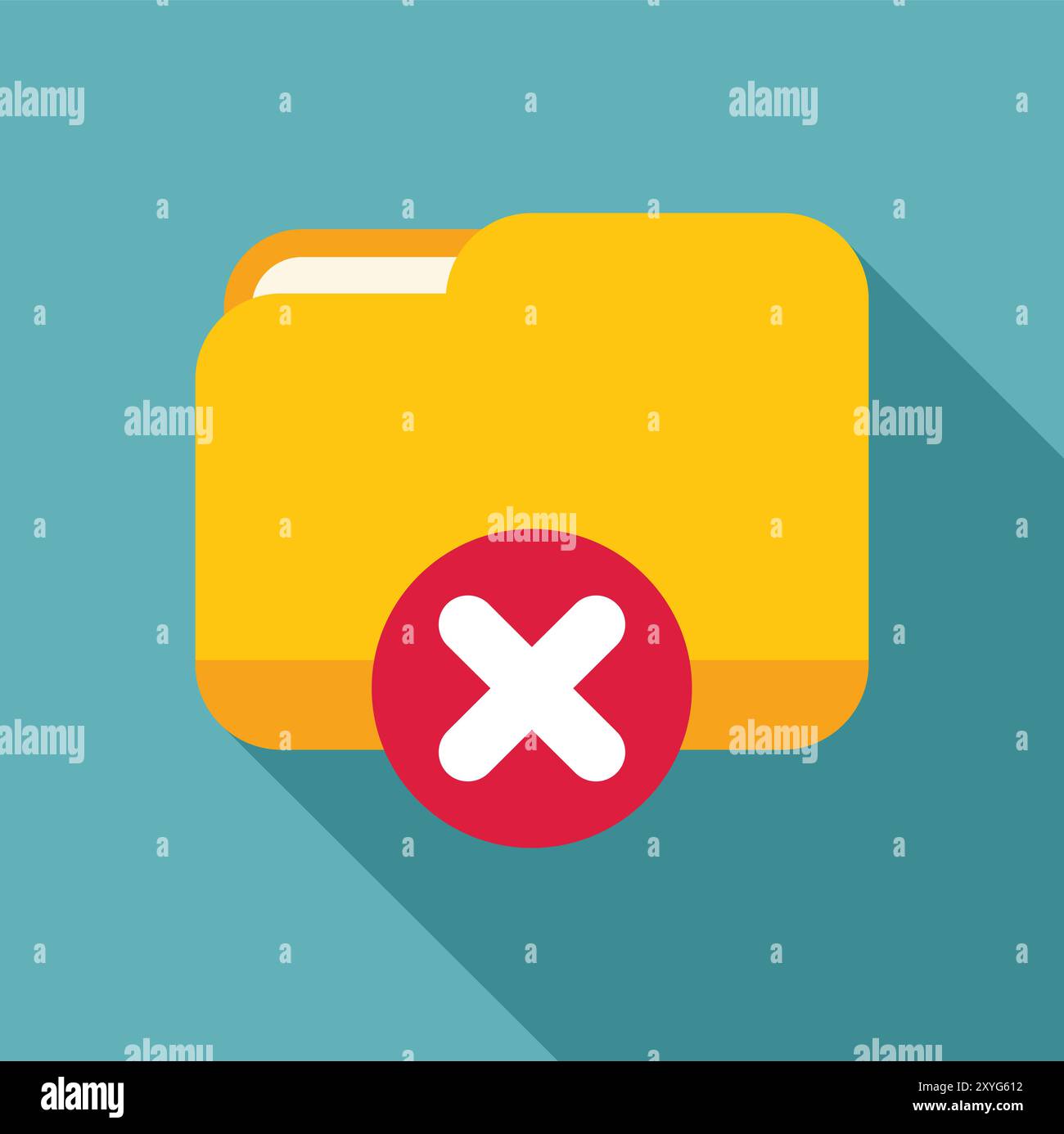 Yellow folder icon with a red cross mark, symbolizing a deletion action ...