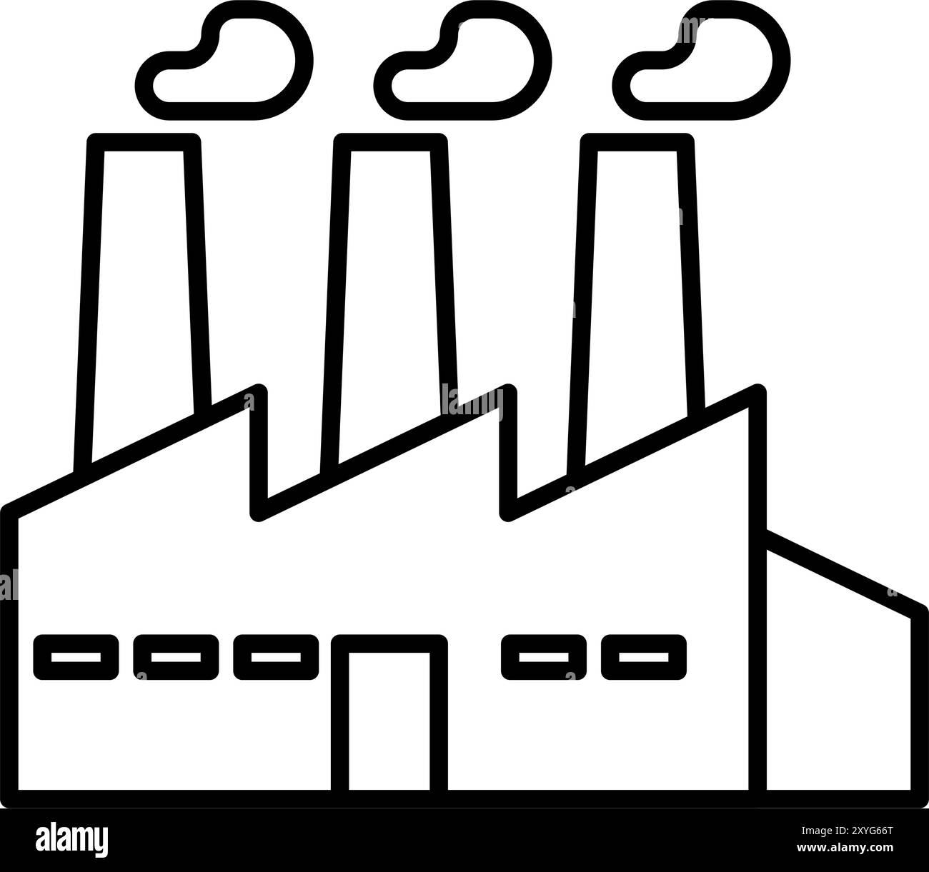 Industrial factory building icon symbol. Outline vector illustration ...