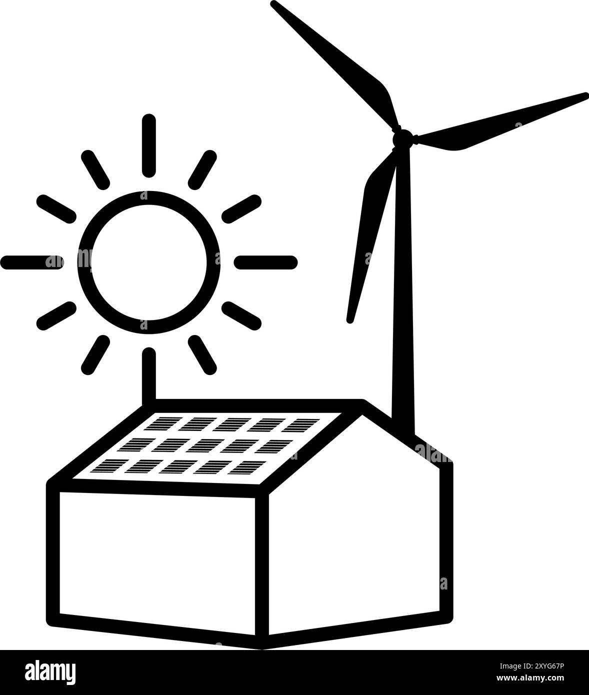 Renewable energy house icon symbol. Outline vector illustration Stock ...