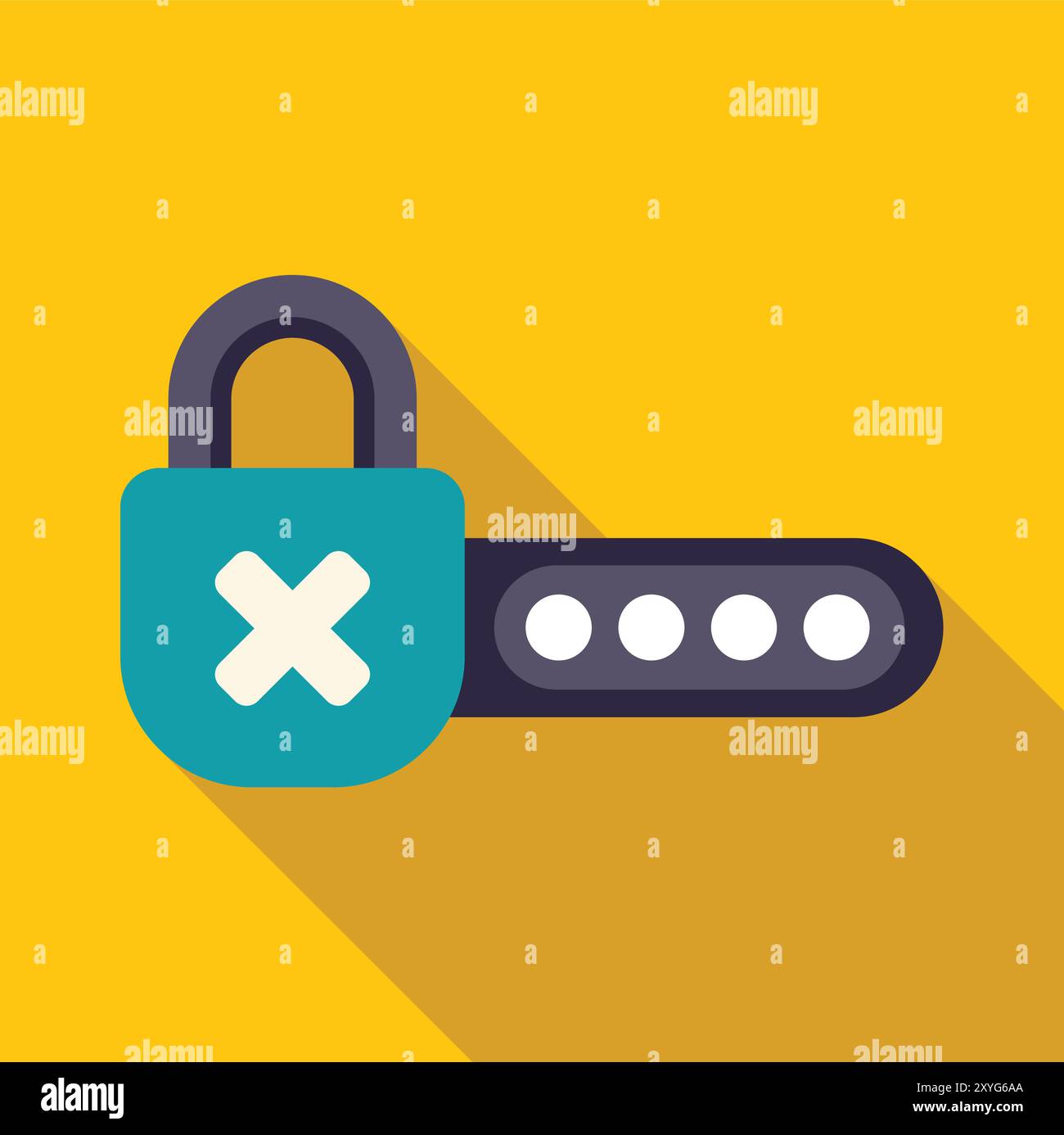 Padlock With A Cross Mark Is Showing A Wrong Password Attempt On A