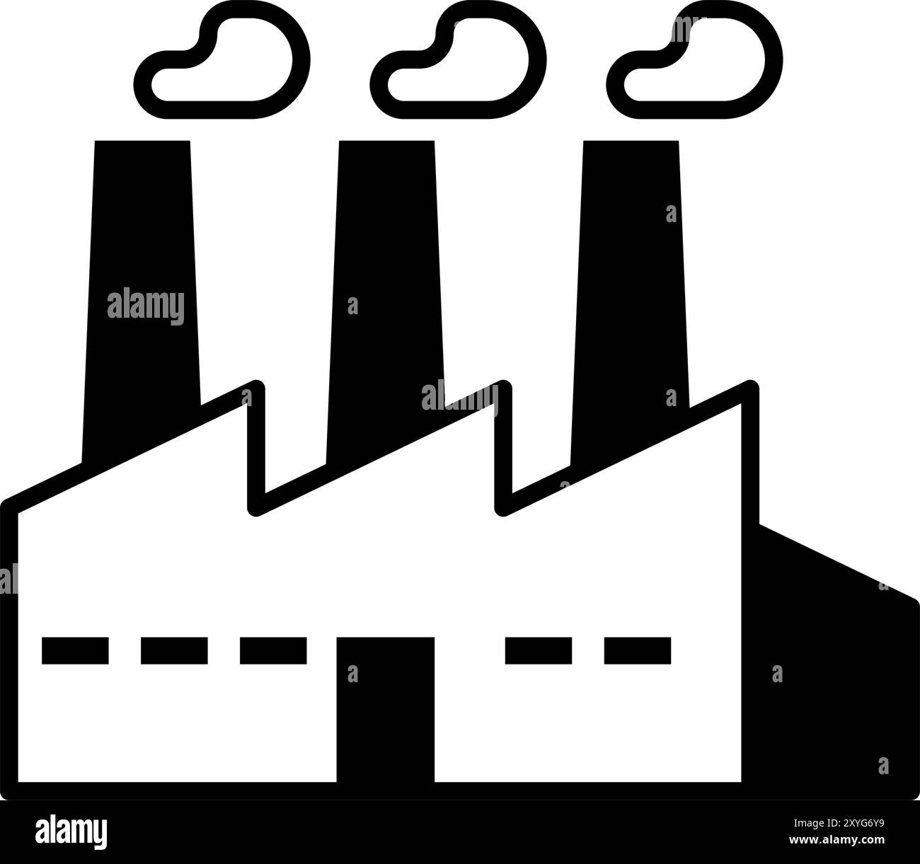 Industrial factory building icon symbol. Outline vector illustration ...