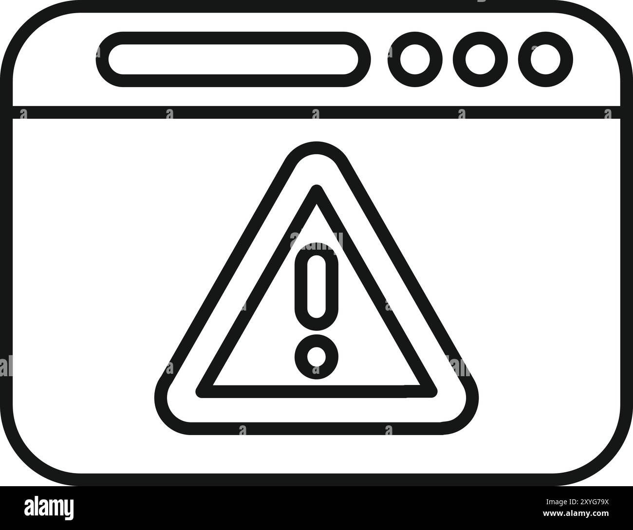 Website security alert warning attention error message with exclamation mark symbol in triangle ...