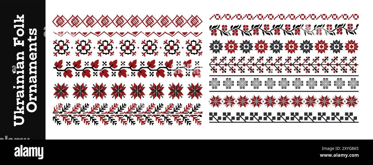Vector Folk Slavic Pattern Set With Ukrainian Motifs Pattern Pixel ...