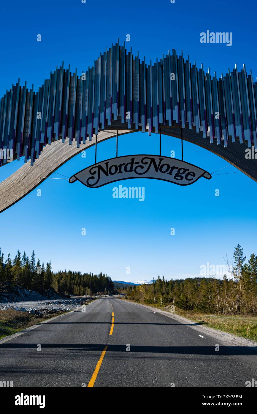 Nordlandsporten sign, entrance of Nord-Norge in North Norway Stock ...