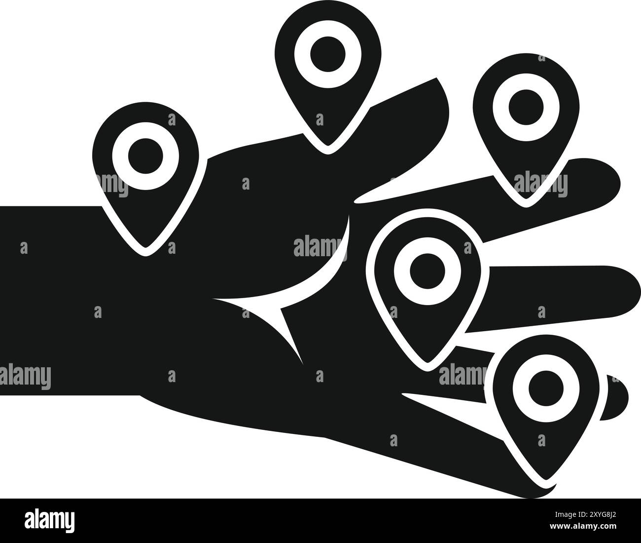 This simple icon represents travel planning and destination selection ...