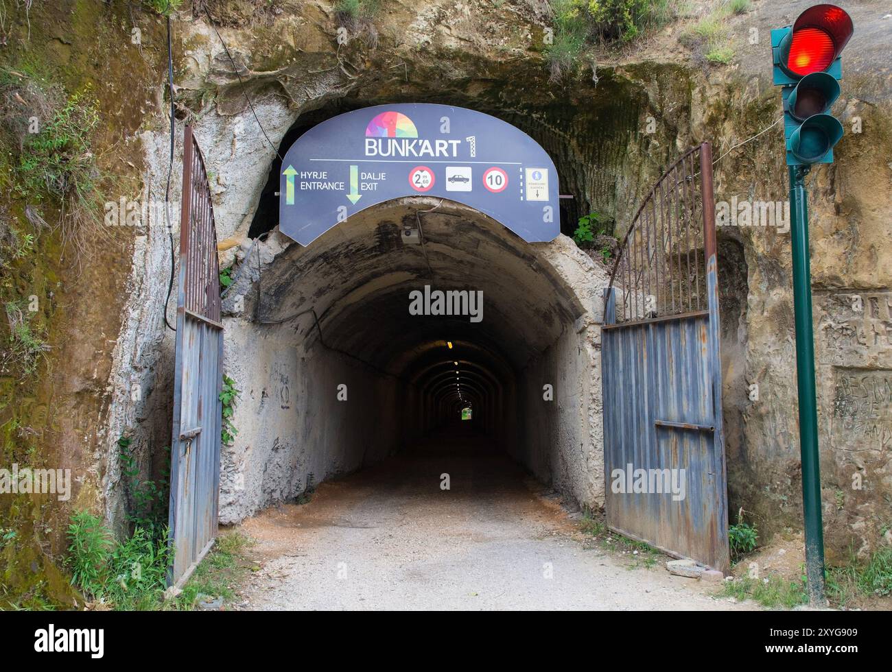 Tirana,Albania-May 31 2024. Entrance to Bunk Art 1. An anti-nuclear ...