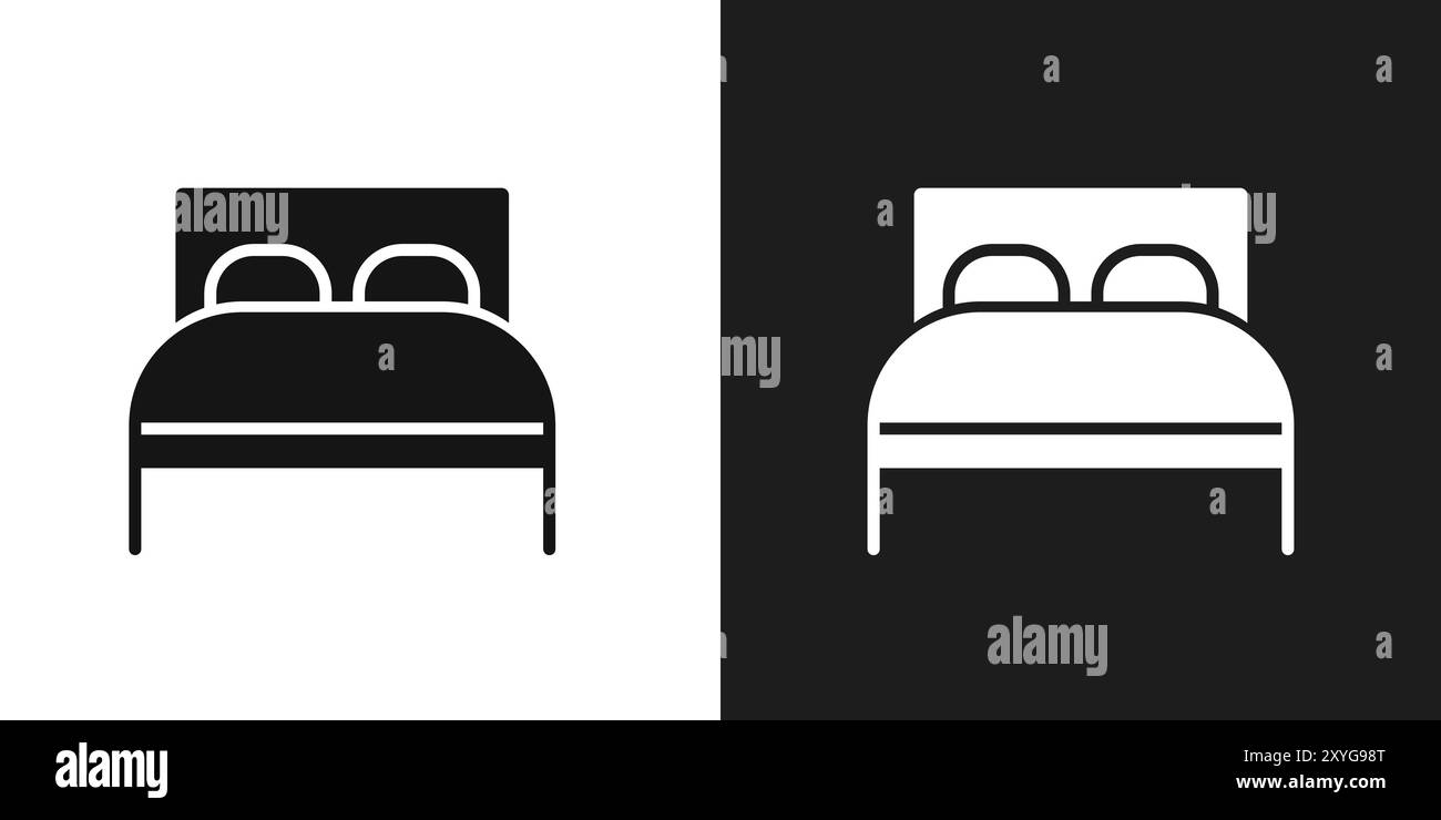 Bed icon logo sign vector outline in black and white color Stock Vector ...