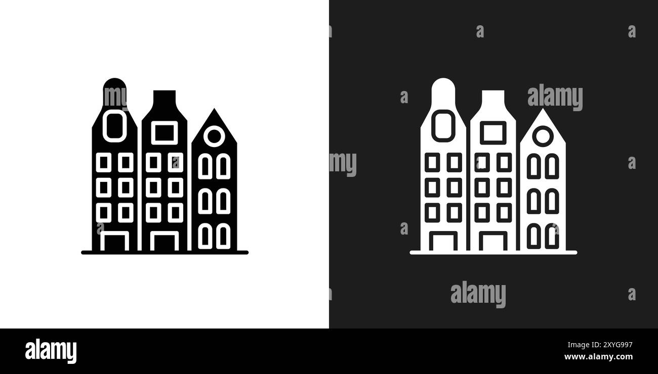 Amsterdam icon logo sign vector outline in black and white color Stock ...