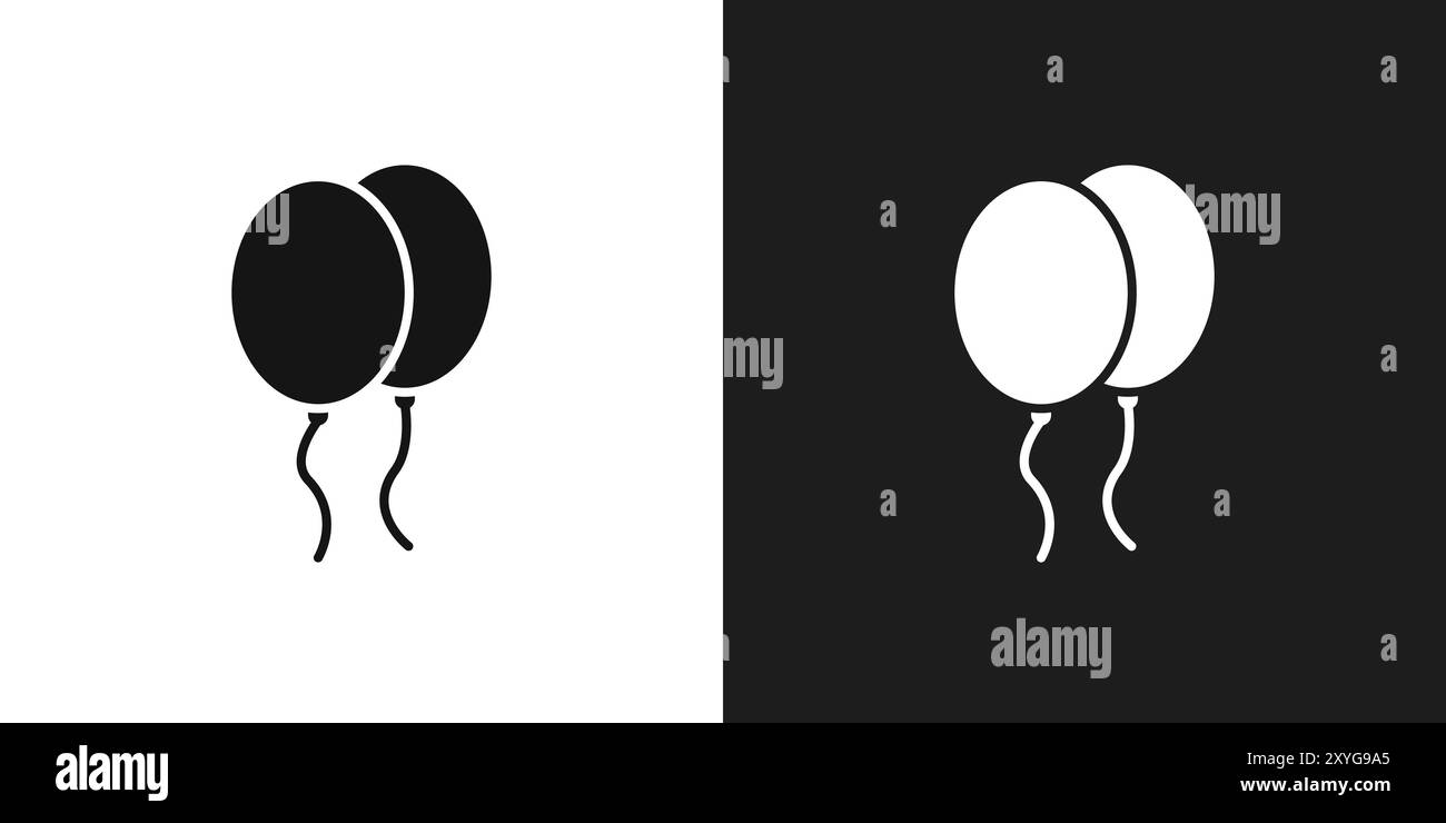Balloons icon logo sign vector outline in black and white color Stock ...