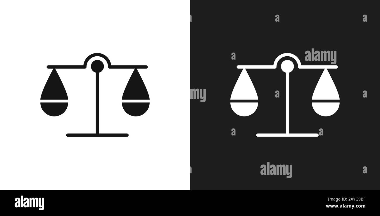 Balance scale icon logo sign vector outline in black and white color ...