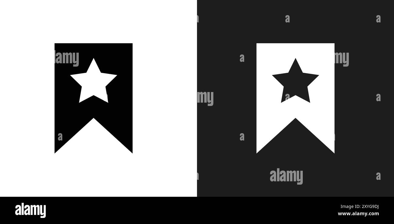 Bookmark icon logo sign vector outline in black and white color Stock ...