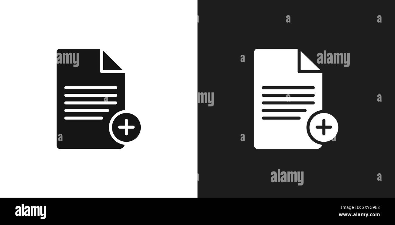 Add document icon logo sign vector outline in black and white color ...