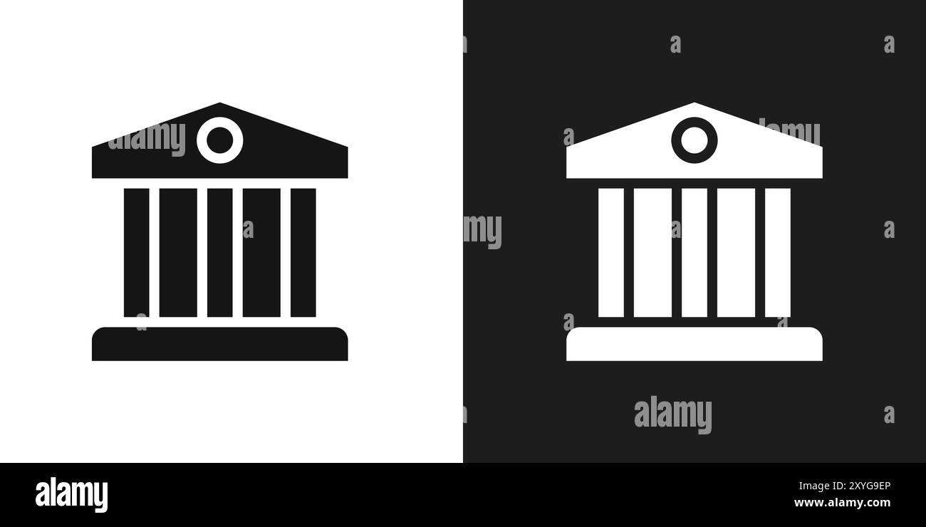 Bank icon logo sign vector outline in black and white color Stock ...