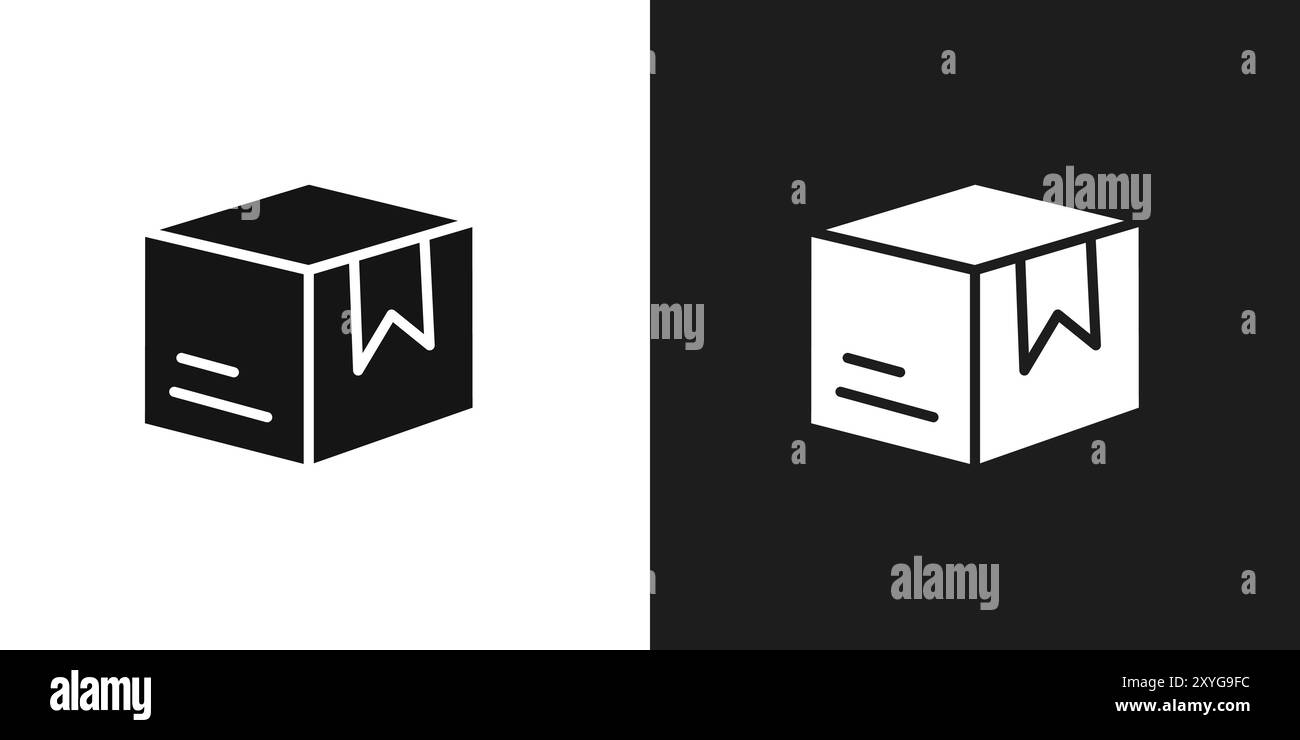 Box icon logo sign vector outline in black and white color Stock Vector ...