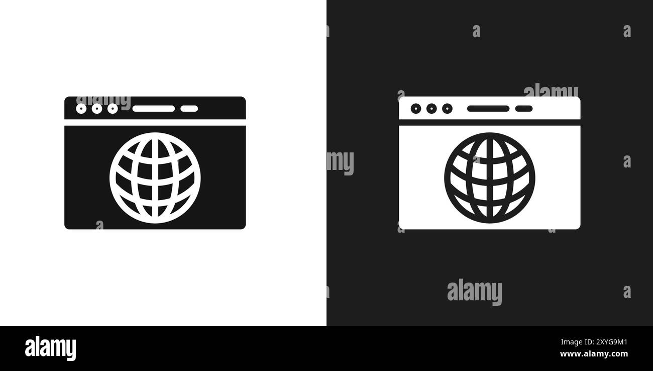 Browser icon logo sign vector outline in black and white color Stock ...