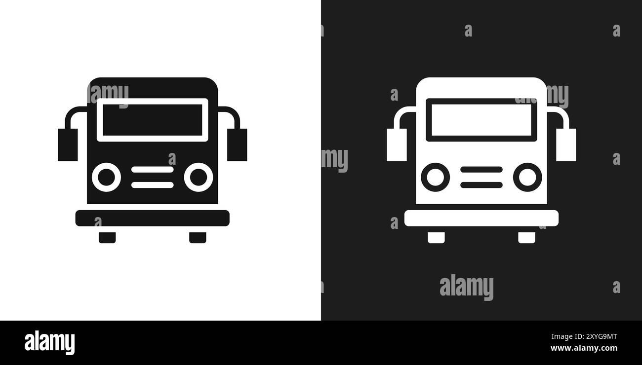 Bus icon logo sign vector outline in black and white color Stock Vector ...