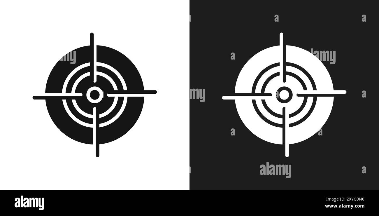 Bullseye pointer icon logo sign vector outline in black and white color ...