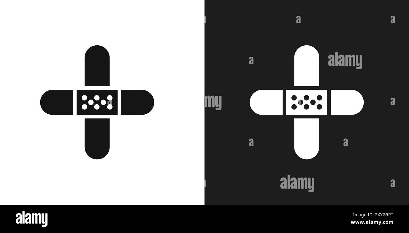 Band aid icon logo sign vector outline in black and white color Stock ...