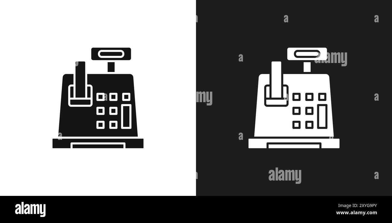 Cash register icon logo sign vector outline in black and white color ...