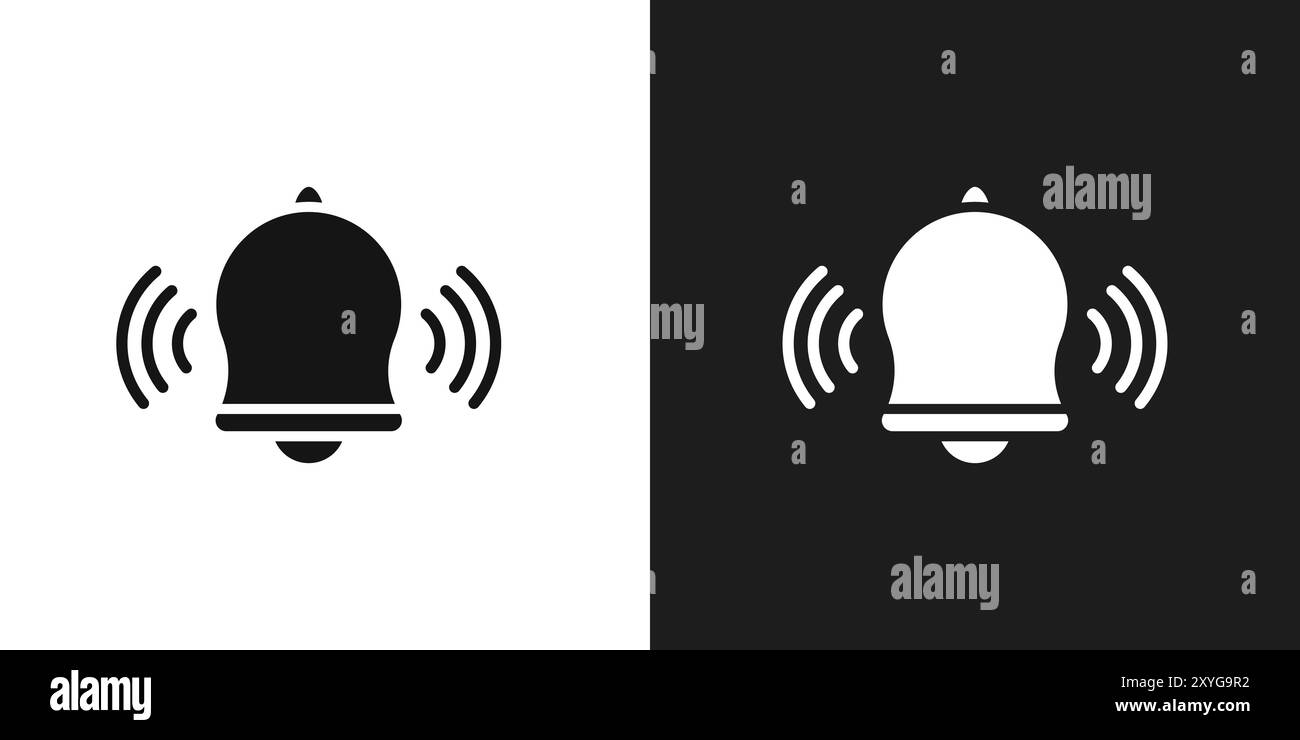 Bell ring icon logo sign vector outline in black and white color Stock ...